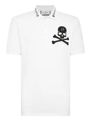 Philipp Plein Skull-print Cotton Polo Shirt - White