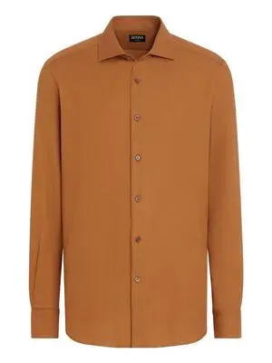 Zegna Cashco Cotton-cashmere Shirt - Orange