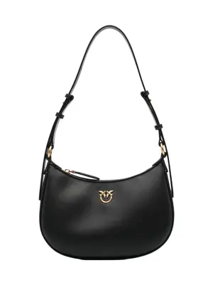 Pinko Love Birds Leather Shoulder Bag - Black