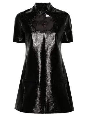 COURREGES Cut-out Polished-finish Minidress - Black