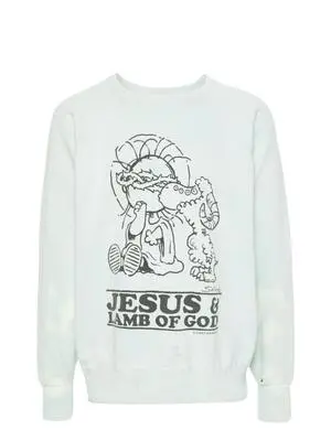 SAINT MXXXXXX Slogan-print Cotton Sweatshirt - Blue