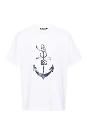 Dolce & Gabbana Anchor-print Cotton T-shirt - White