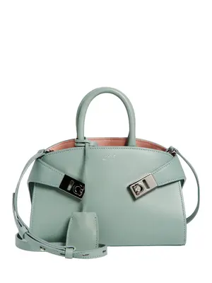 FERRAGAMO FERRAGAMO Mini Hug Leather Top Handle Satchel Lucky Charm