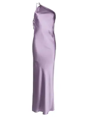 Michelle Mason One-shoulder Silk Gown - Purple