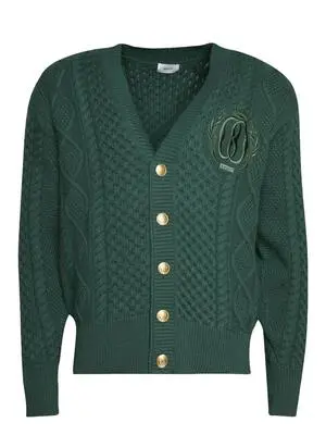 Bally Logo-embroidered Merino Wool Cardigan - Green