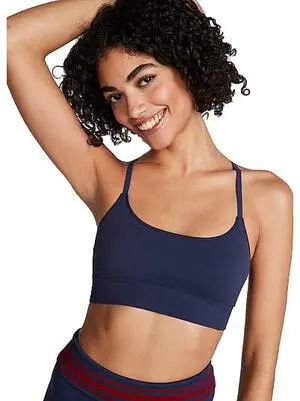 Pink Seamless Scoop Racerback Sports Bra Blue