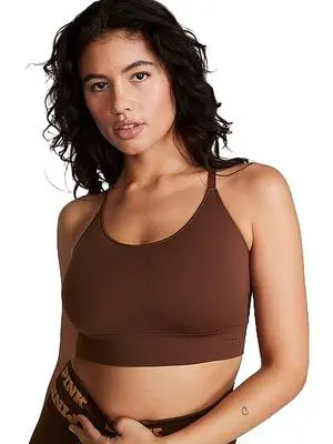 Pink Seamless Scoop Racerback Sports Bra Brown