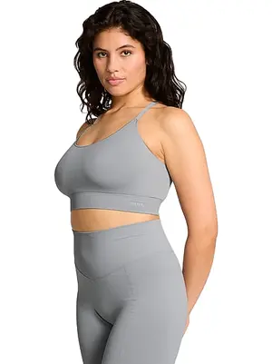 Pink Seamless Scoop Racerback Sports Bra Grey