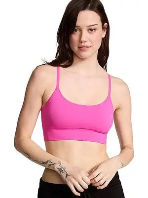 Pink Seamless Scoop Racerback Sports Bra Pink