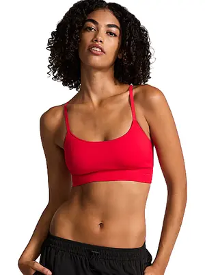 Pink Seamless Scoop Racerback Sports Bra Red