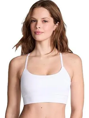 Pink Seamless Scoop Racerback Sports Bra White,ivory