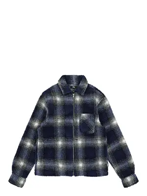 StÜssy Shadow Plaid Sherpa Zip Shirt - Blue