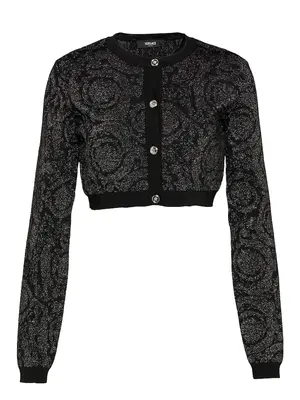 Versace Barocco Cropped Cardigan - Black