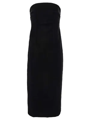 Wardrobe.NYC Strapless Velvet Midi Dress - Black