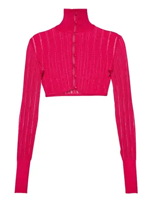 Alaïa Crinoline Cropped Cardigan - Pink