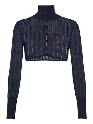 Alaïa Crinoline Cropped Cardigan - Blue