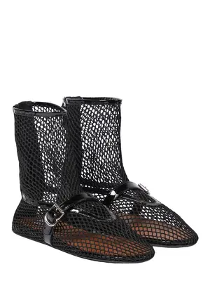 Alaïa Fishnet Ankle Boots - Black