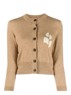 MARANT ETOILE Newton Intarsia-logo Cropped Cardigan - Neutrals