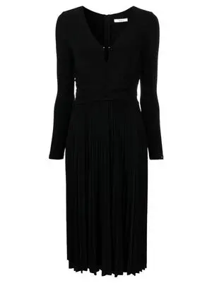 NISSA Pleated Midi Dress - Black