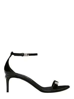 Dolce & Gabbana Logo-plaque Patent-leather Sandals - Black