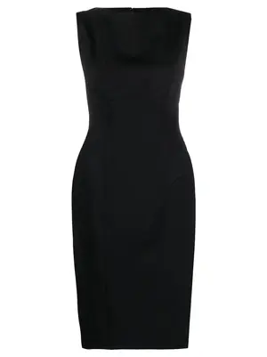 MUGLER Panelled Midi Dress - Black