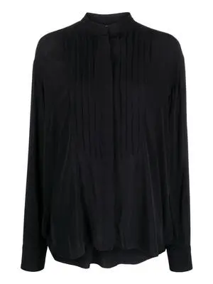 Isabel Marant Amel Pleated Crepe Blouse - Black