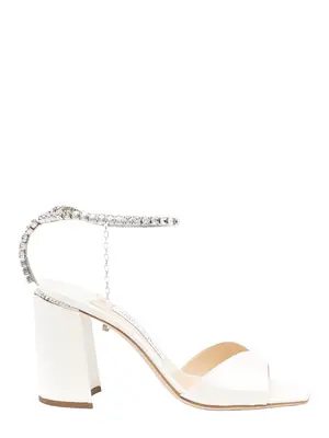 JIMMY CHOO Saeda 85mm Crystal-strap Sandals - Neutrals