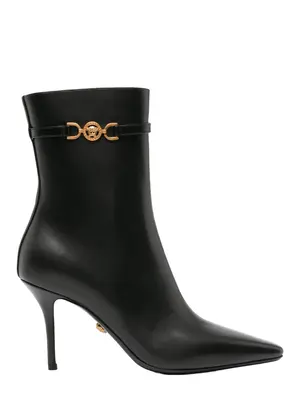 Versace Medusa 85mm Leather Boots - Black