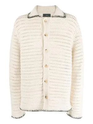 Alanui Whipstitch-detail Open-knit Cardigan - Neutrals