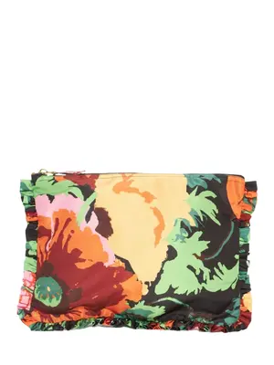 La DoubleJ Floral-print Zipped Clutch - Green