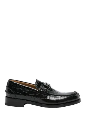 Versace Greca Crocodile-effect Loafers - Black