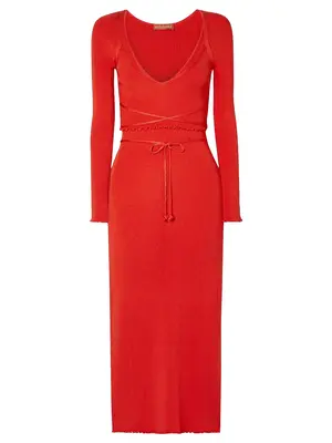 Altuzarra Damali Laye Ribbed-knit Midi Dress - Red