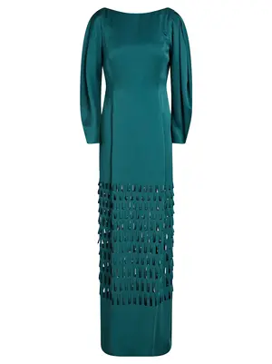 Alberta Ferretti Lasercut Satin-crepe Gown - Petrol