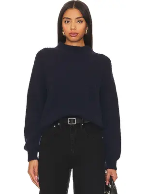 American Vintage East Mock Neck Sweater - Navy Chine
