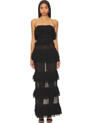 Nbd Lily Ruffle Gown - Black