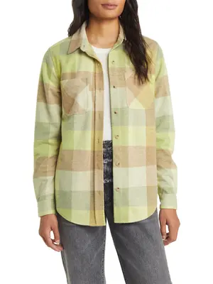 BEACHLUNCHLOUNGE Beachlunchlounge Sally Plaid Shacket Citron Sage