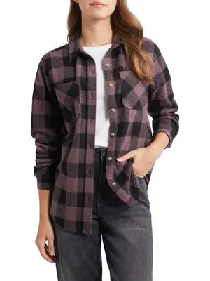 BEACHLUNCHLOUNGE Beachlunchlounge Sally Plaid Shacket Mauve Black