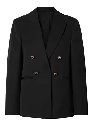 Bottega Veneta Embellished Double-breasted Wool-twill Blazer - Black