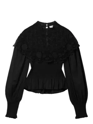 Sea - Serita Guipure Lace-trimmed Cotton-poplin Blouse