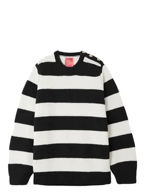 BARRIE Sofia Coppola Embellished Striped Sweater - Black
