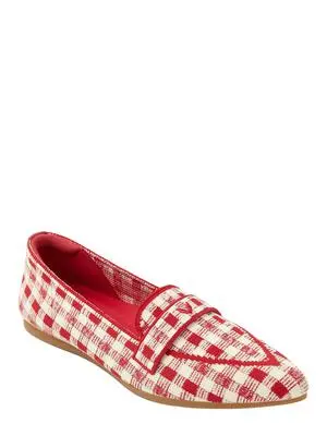 Vivaia Amelia Pointed Toe Loafer Flat - Abstract Red Ruby Gingham