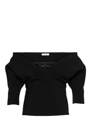 FERRAGAMO Wool-blend Gabardine Top - Black