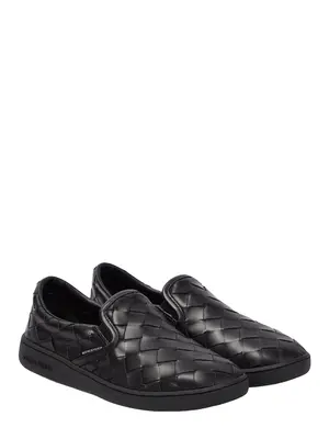 Bottega Veneta Sawyer Leather Slip-on Sneakers - Black