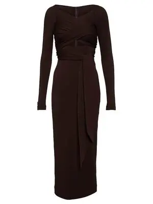 Dolce & Gabbana Draped Wool-blend Midi Dress - Brown