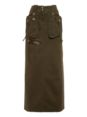 Blumarine Cotton Cargo Maxi Skirt - Brown