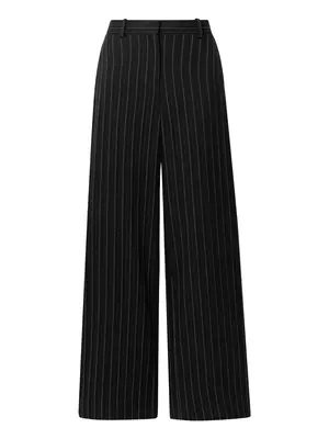 Veronica De Piante Anya Pinstriped Wool Wide-leg Pants - Black