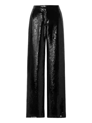Veronica De Piante Anya Sequined Wide-leg Pants - Black