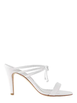 Manolo Blahnik Bomasan 90 Leather Mules - White