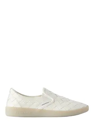 Bottega Veneta Intrecciato Leather Sneakers - White