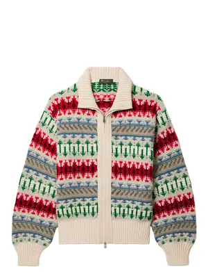 Loro Piana Holiday Noel Jacquard-knit Cashmere Cardigan - Multi